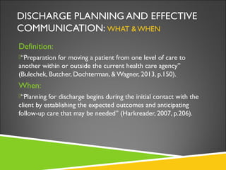 Nurs 465 wiki powerpoint (discharge) v.final(revision 1) | PPT