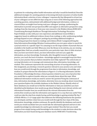 NURS 6051 Transforming Nursing Healthcare Through Information ...