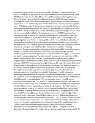 NURS 6051 Transforming Nursing Healthcare Through Information ...