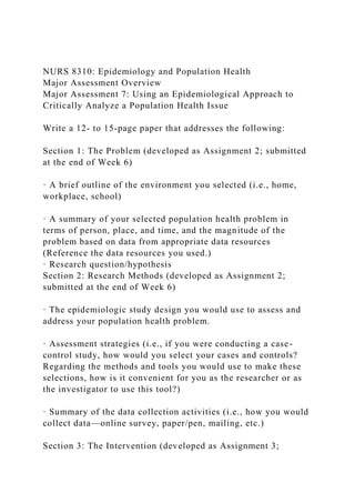 NURS 8310 Epidemiology and Population HealthMajor Assessment Ov.docx