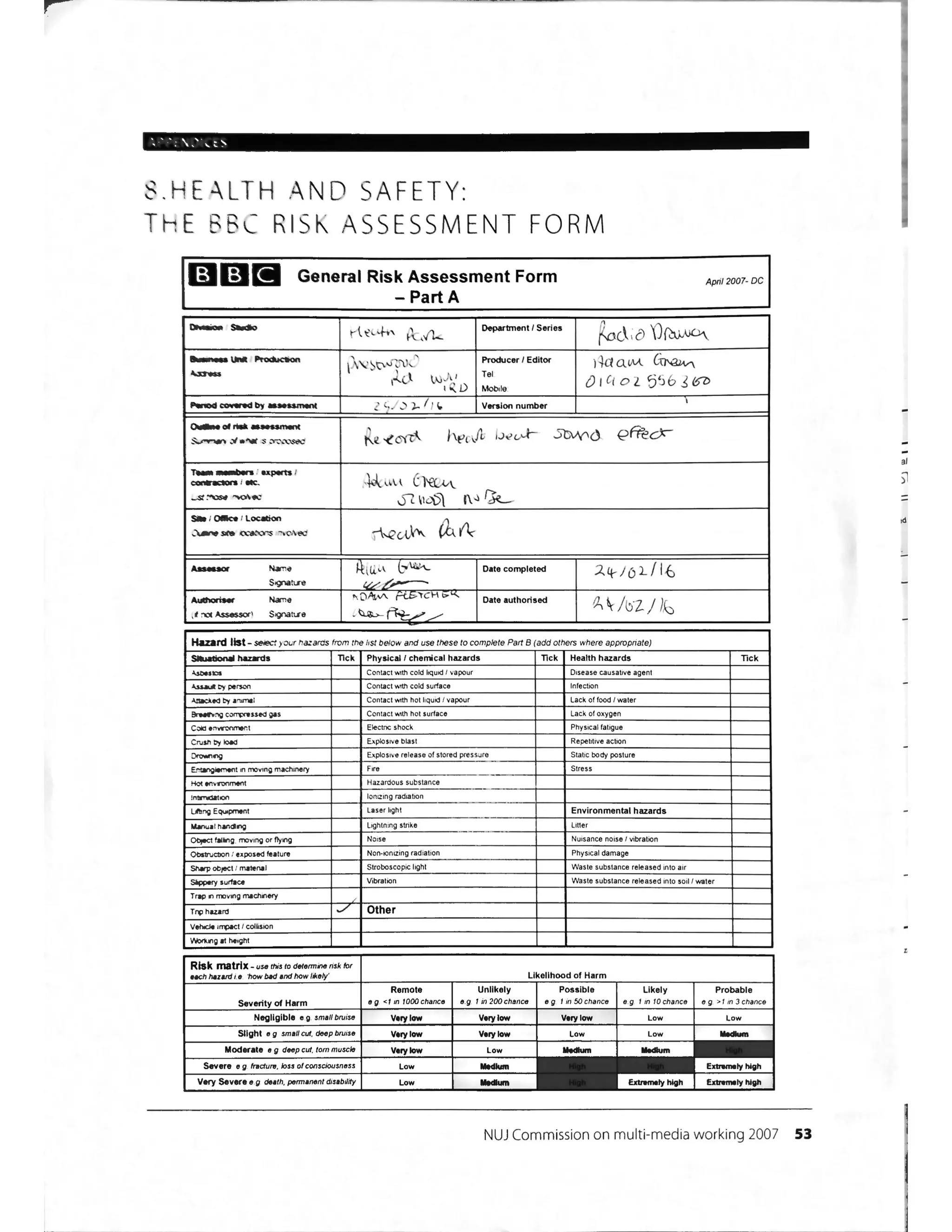 Risk assessment for nurse's room | PDF