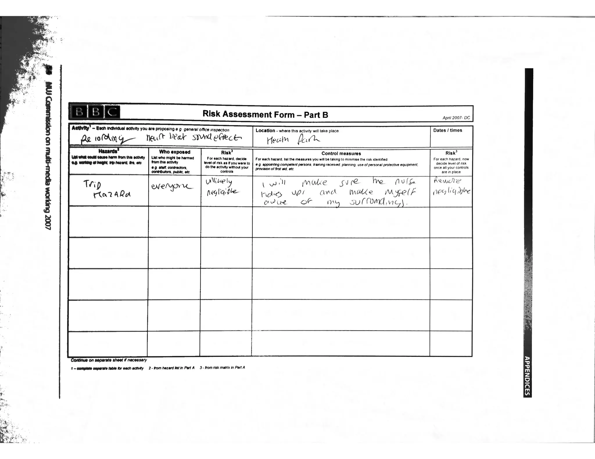 Risk assessment for nurse's room | PDF