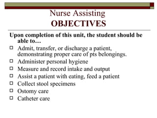 Nurse assisting skills ppt | PPT
