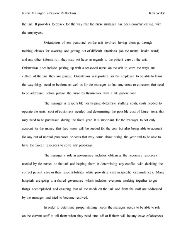 Nurse manager interview | DOCX