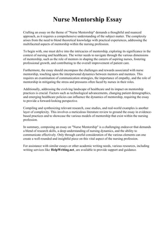 Nurse Mentorship Essay | PDF