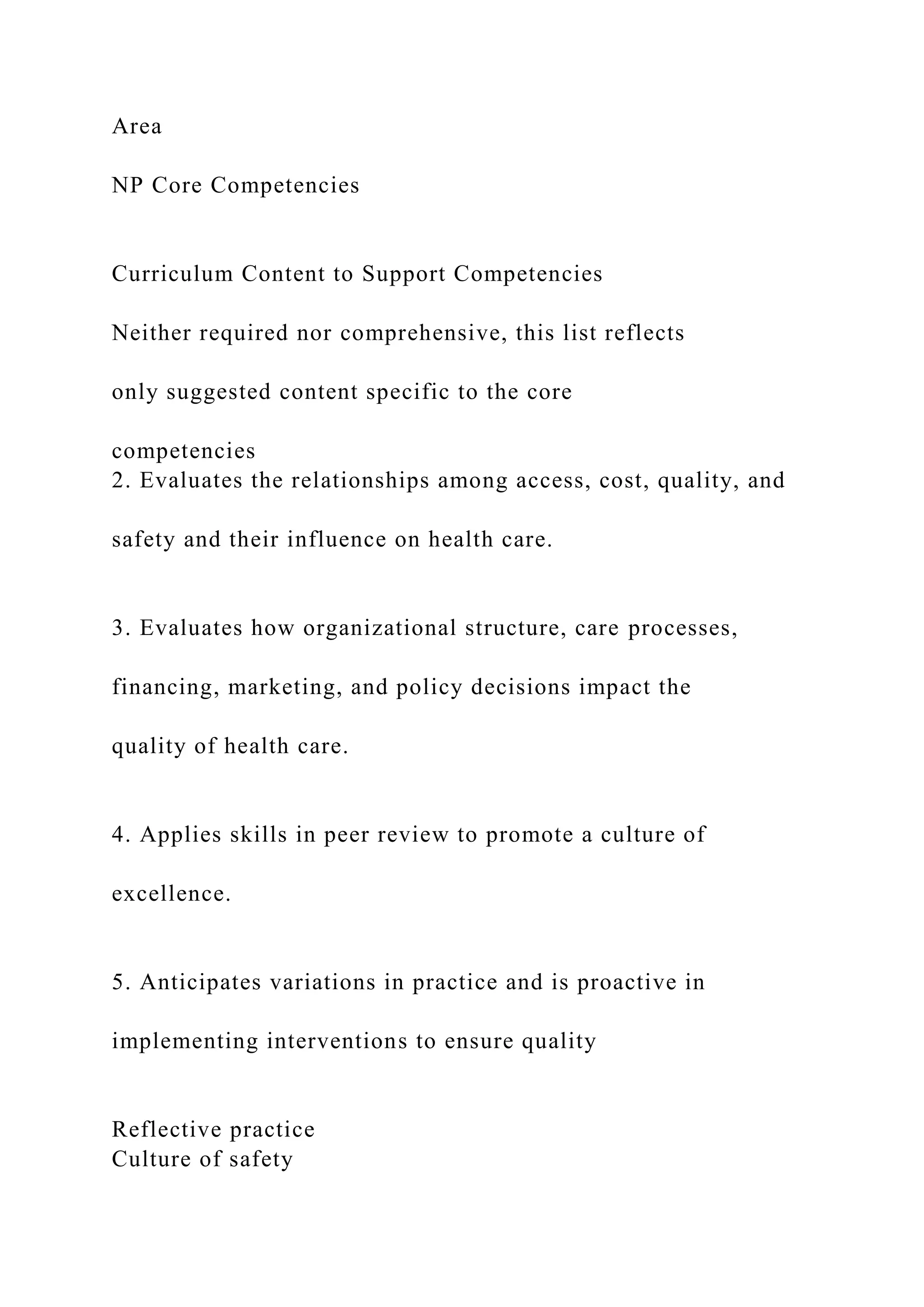 Nurse Practitioner Core Competencies Content A delineati.docx