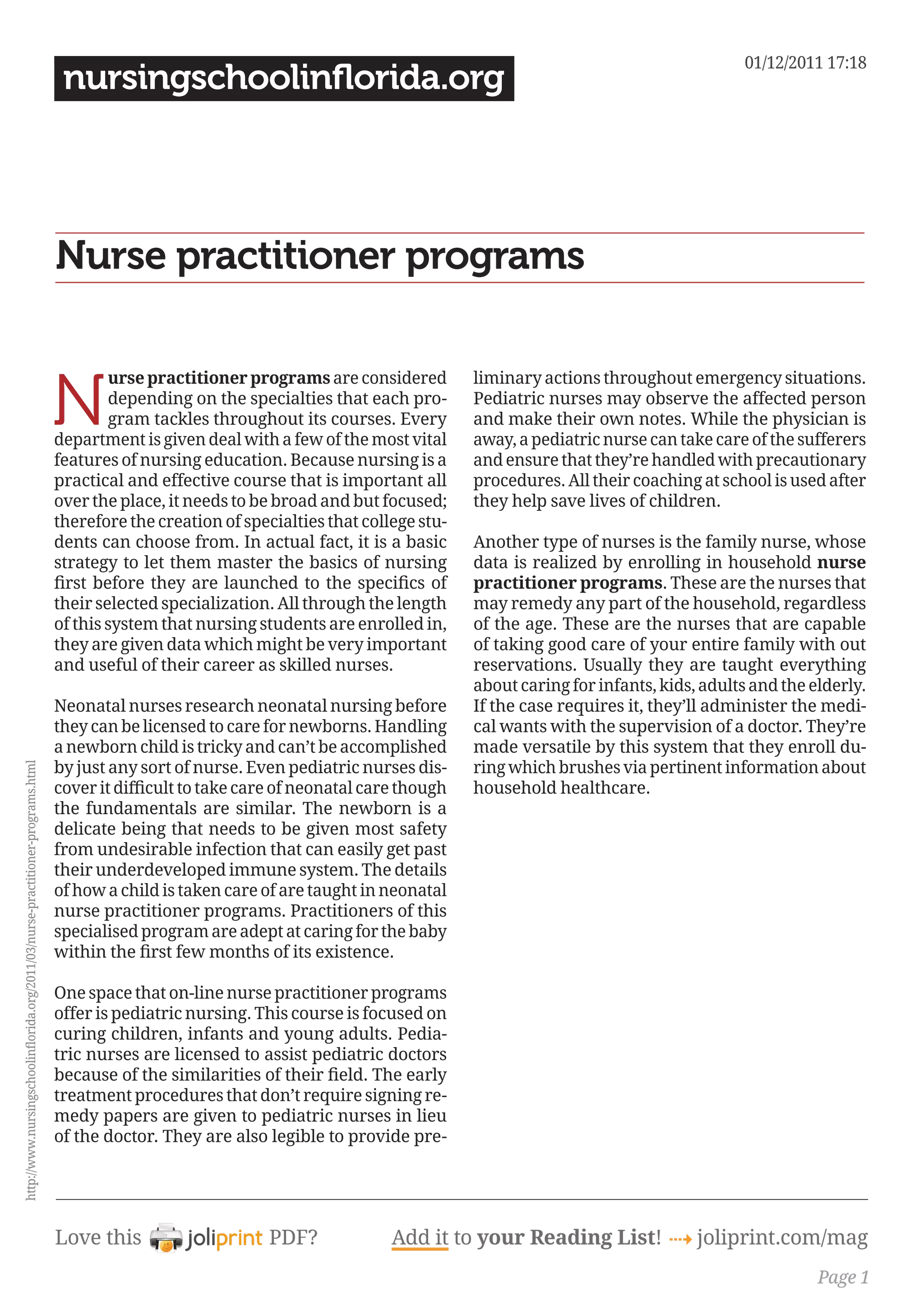 Nurse practitioner programs | PDF