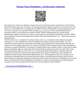 Nurse Practitioner Report | PDF