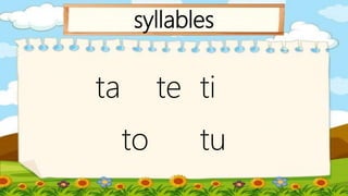 Objects that Begin with Tt Syllables | PPT