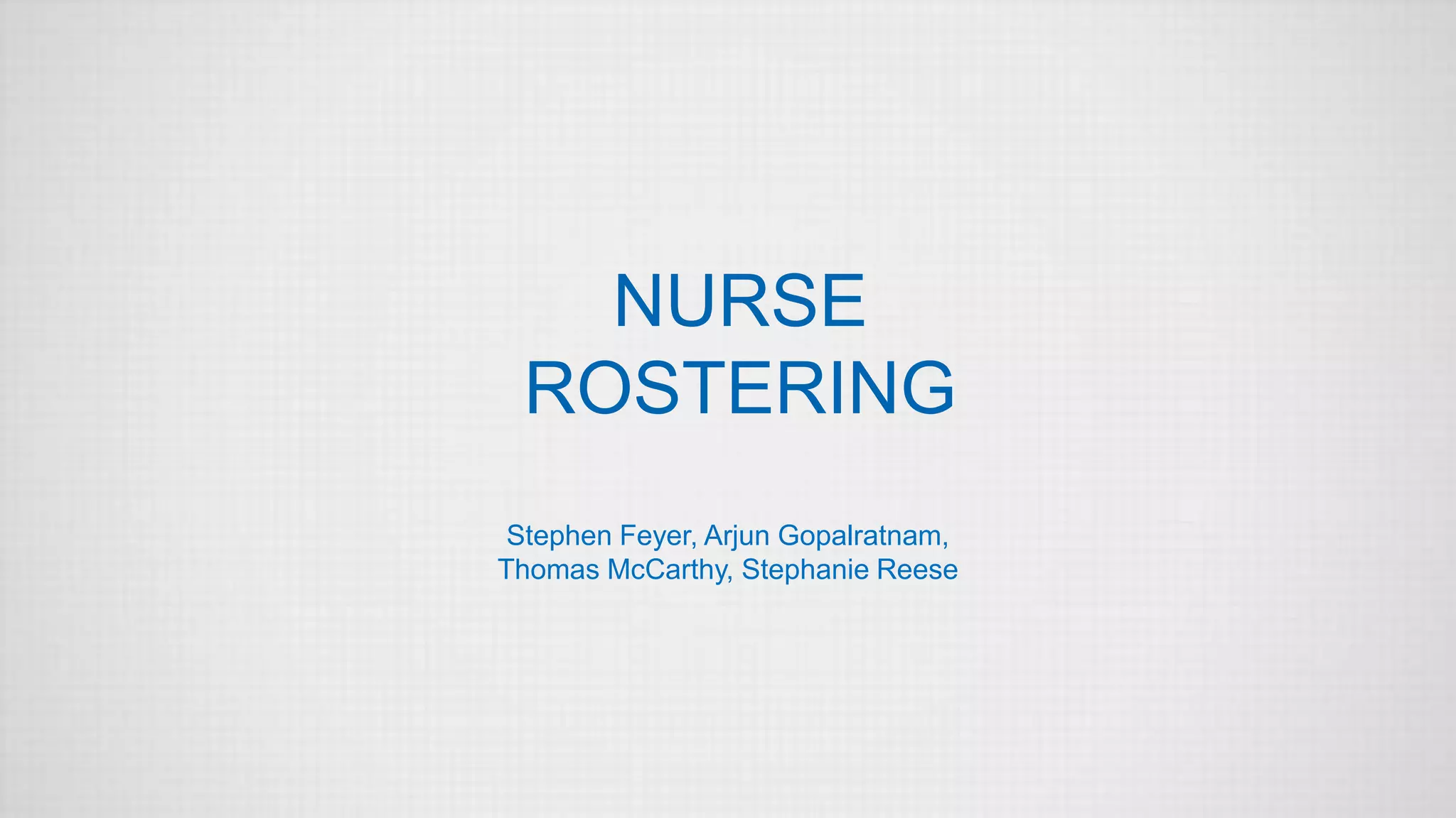 Nurse Rostering | PDF