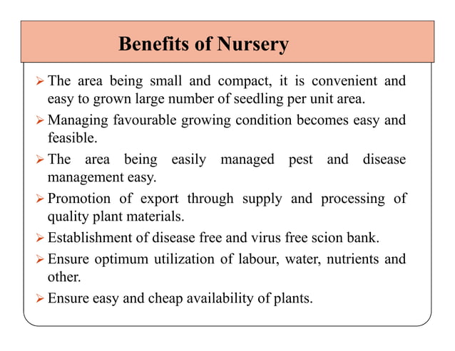 Nursery types, Structure, Components, Planning and Lay out of Nursery | PDF
