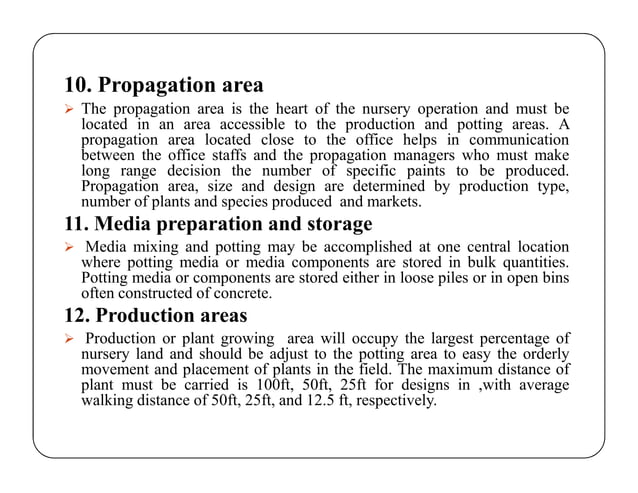 Nursery types, Structure, Components, Planning and Lay out of Nursery | PDF