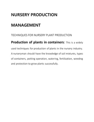 Nursery management in horticultural crops | DOCX
