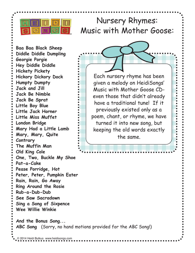 28 Nursery Rhymes with Words and Movements for Active Learning | PDF