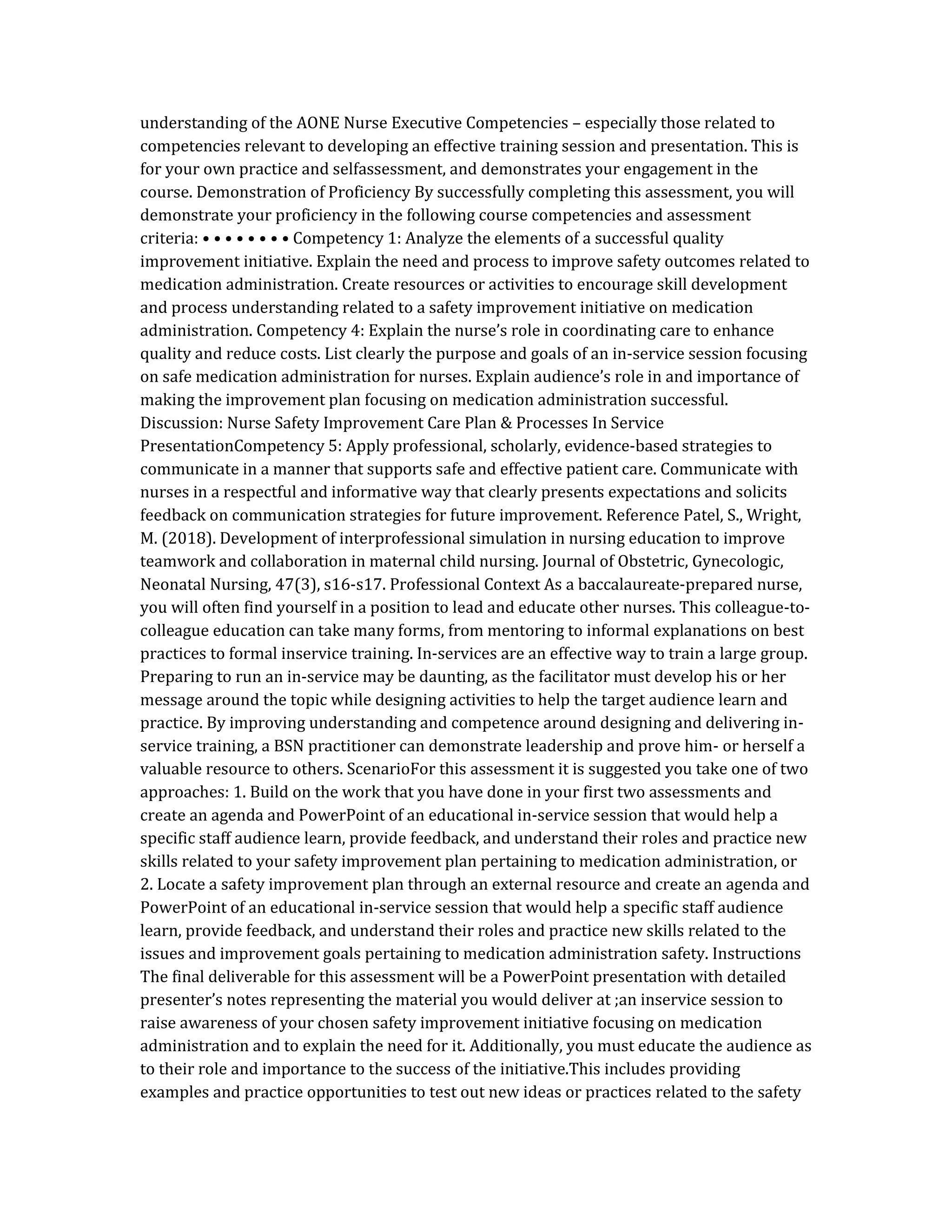 Nurse Safety Improvement Care Plan Processes In Service Presentation.docx