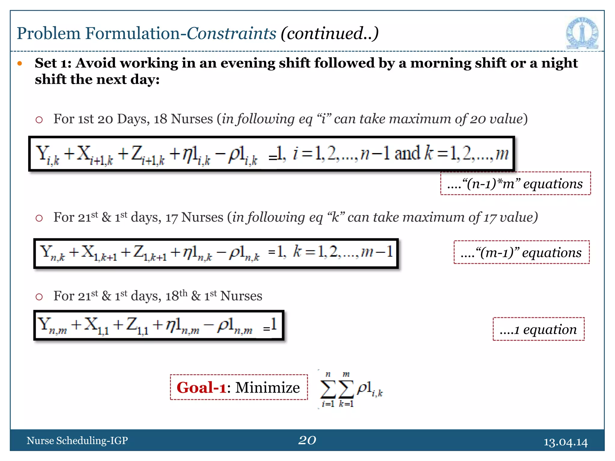 Nurse schedule goal programming (Cyclical) | PPTX