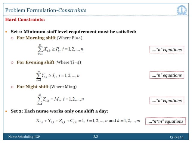 Nurse schedule goal programming (Cyclical) | PPTX | Business | Business ...