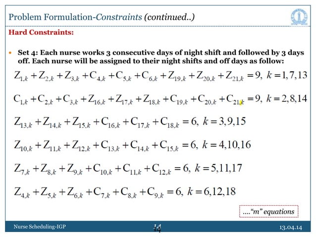 Nurse schedule goal programming (Cyclical) | PPTX | Business | Business ...