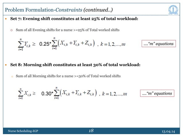 Nurse schedule goal programming (Cyclical) | PPTX | Business | Business ...