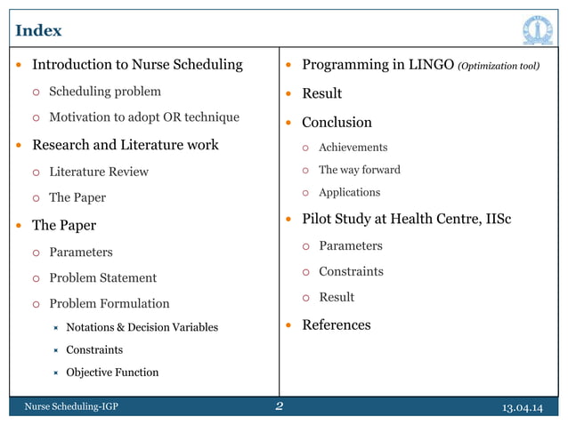 Nurse schedule goal programming (Cyclical) | PPTX | Business | Business ...