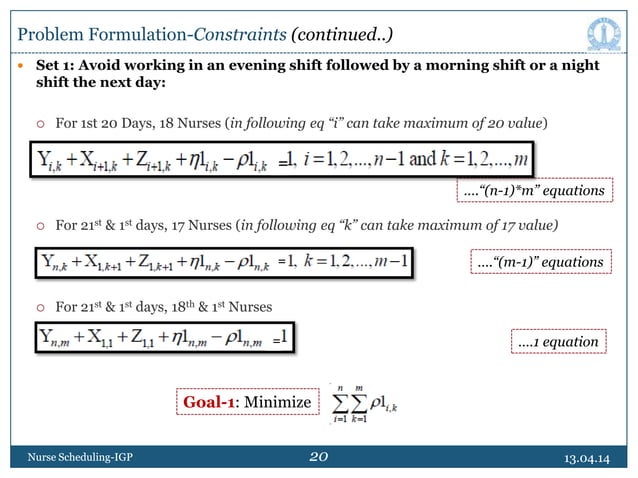 Nurse schedule goal programming (Cyclical) | PPTX | Business | Business ...
