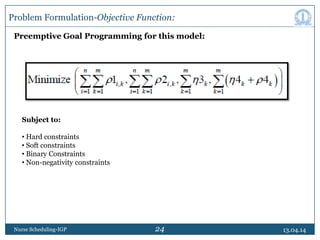 Nurse schedule goal programming (Cyclical) | PPTX