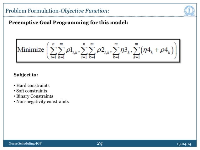 Nurse schedule goal programming (Cyclical) | PPTX | Business | Business ...