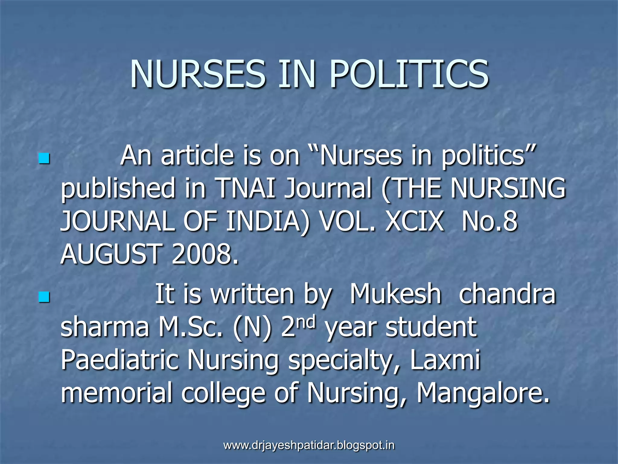Nurses in politics | PPSX
