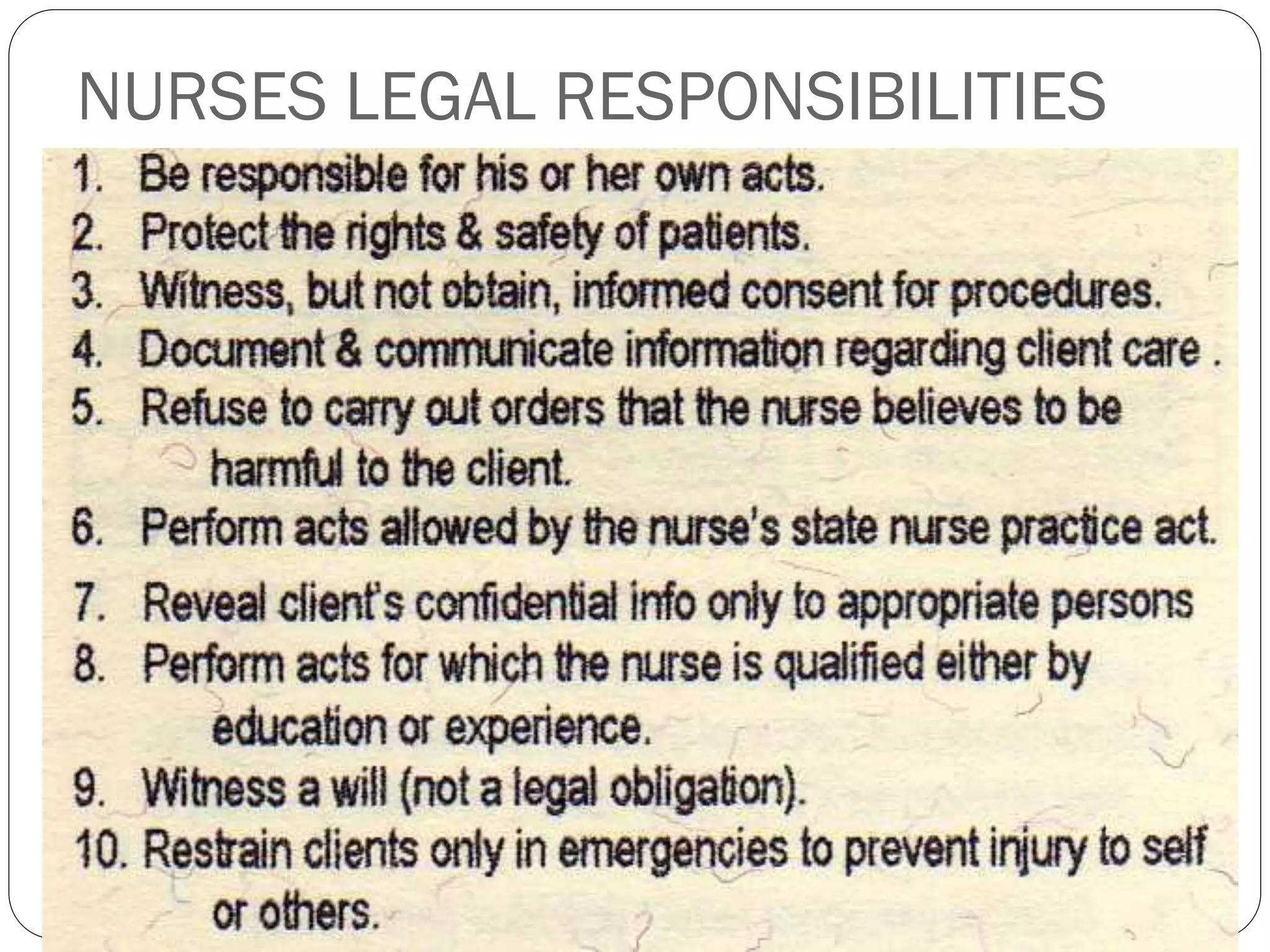 Nurses right & legal responsibilities | PDF