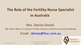 Nurses Webinar - Role of Fertility Nurse | PPT