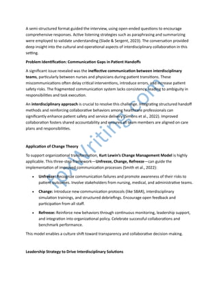 NURS FPX 4005 Assessment 2: Interview and Interdisciplinary Issue Identification | PDF