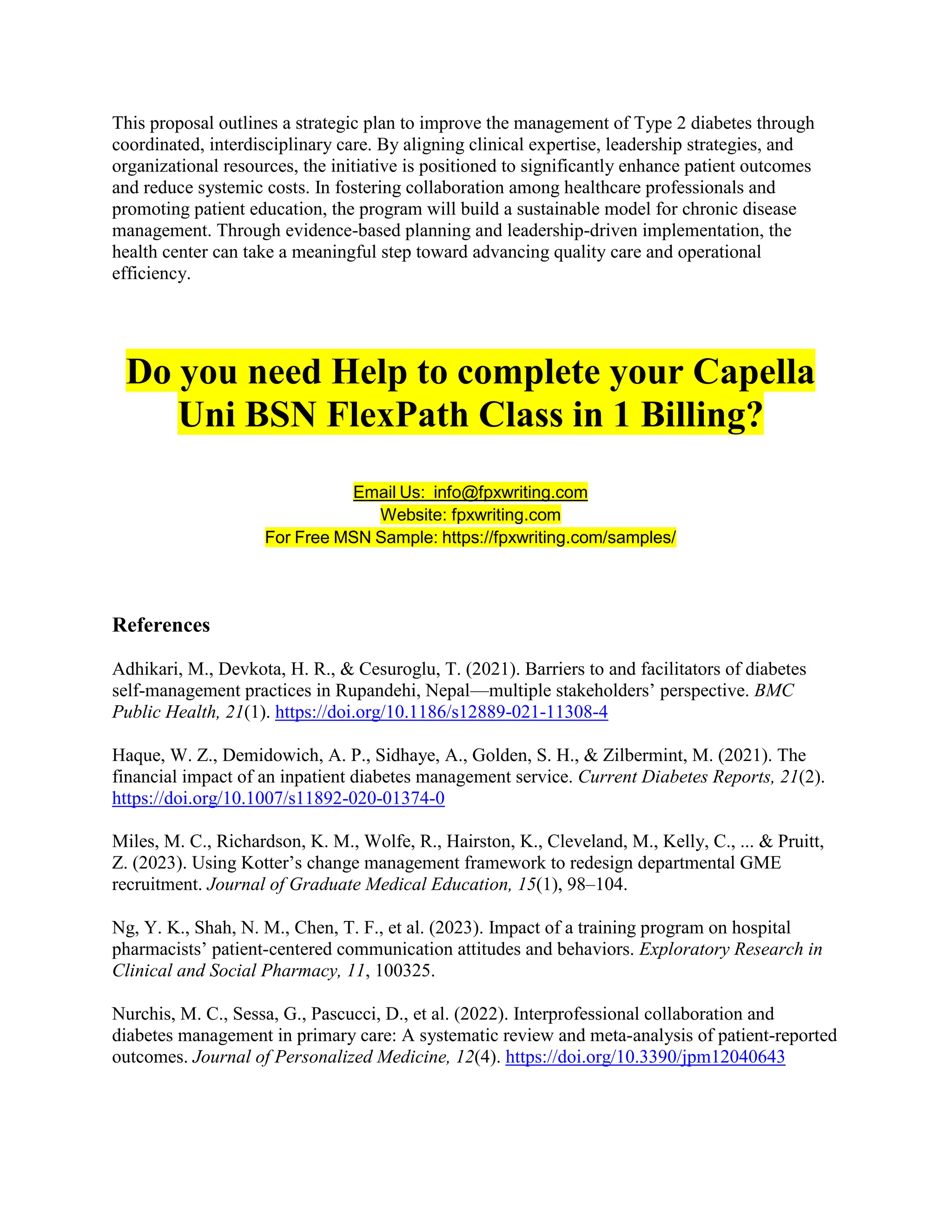 NURS FPX 4005 Assessment 3 Interdisciplinary Plan Proposal | PDF