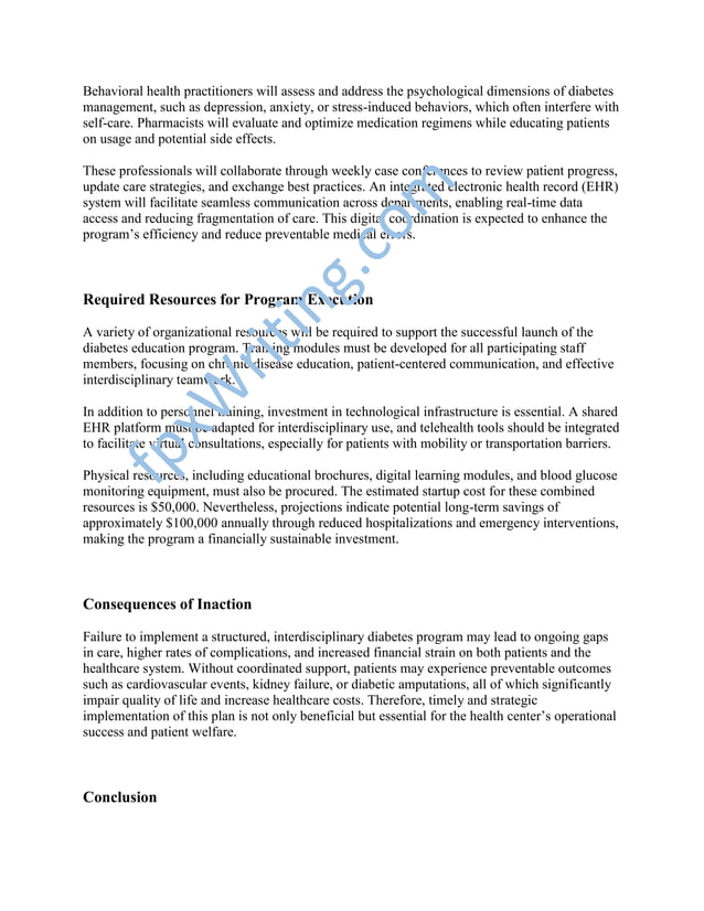 NURS FPX 4005 Assessment 3 Interdisciplinary Plan Proposal | PDF