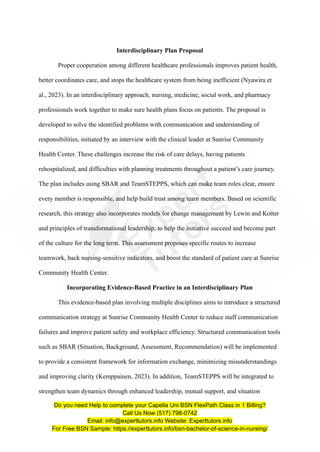 NURS FPX 4005 Assessment 3_ Interdisciplinary Plan Proposal (1).pdf