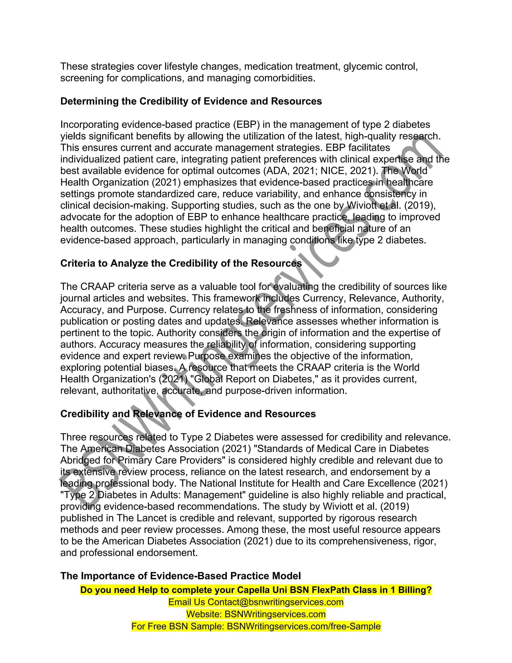 NURS FPX 4030 assessment 2 determining the credibility of evidence and ...