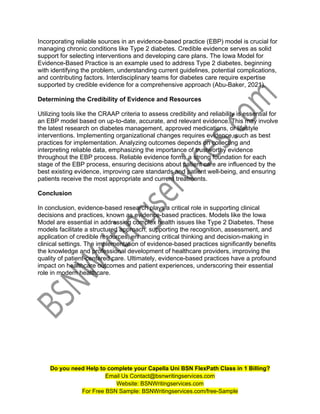 NURS FPX 4030 assessment 2 determining the credibility of evidence and ...