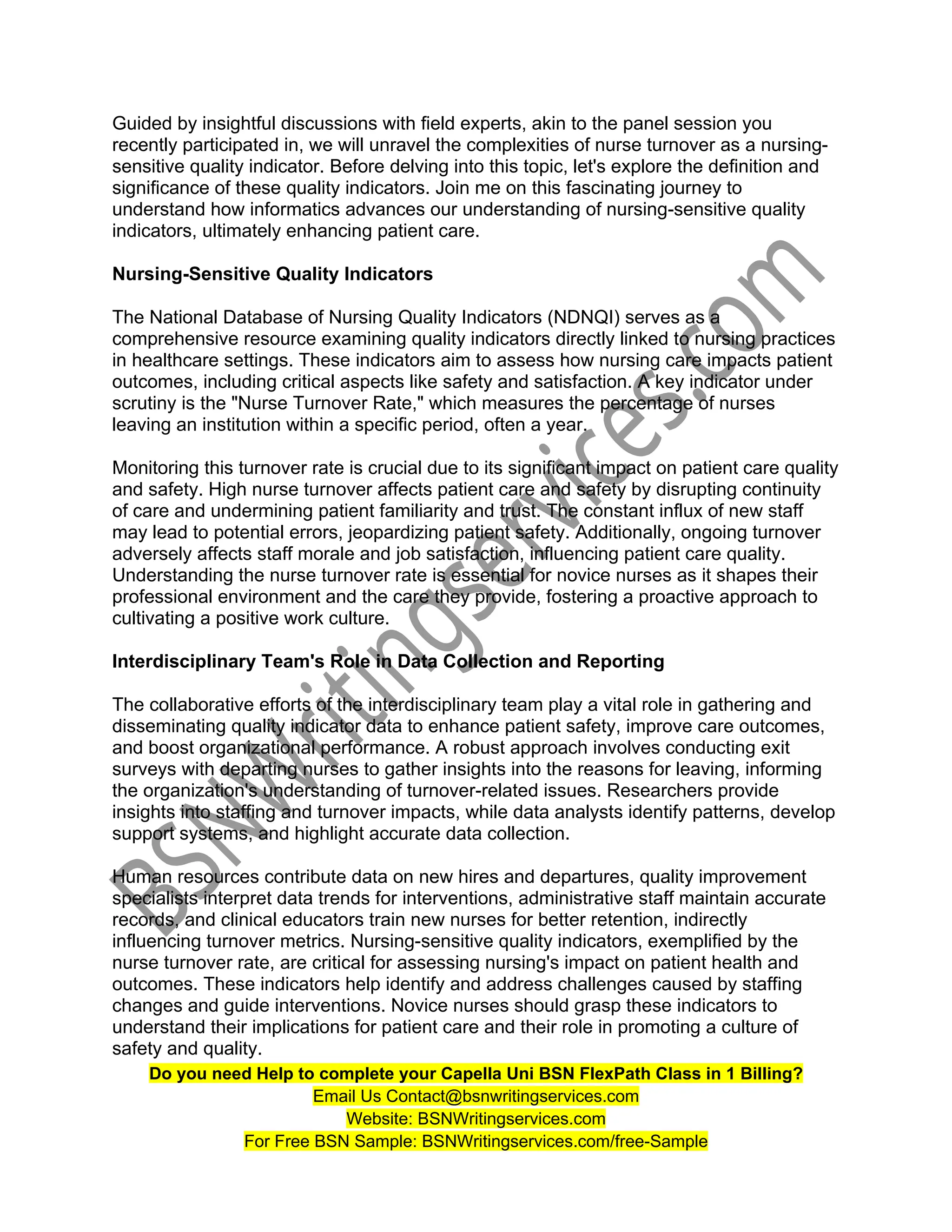 NURS FPX 4040 assessment 4 informatics and nursing sensitive quality ...