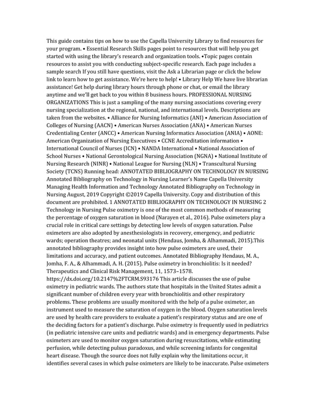 NURS FPX 4040 Capella University Technology in Nursing Annotated ...