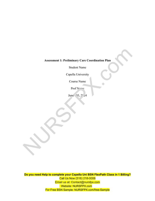 nurs fpx 4050 assessment 1 preliminary care coordination plan.pdf