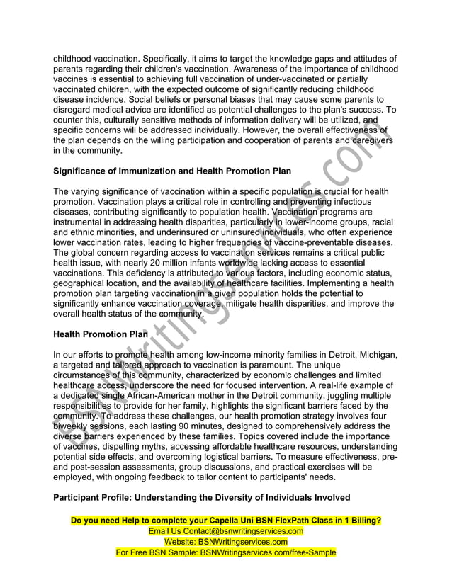 NURS FPX 4060 assessment 1 health promotion plan.docx