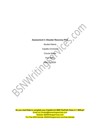 NURS FPX 4060 assessment 3 disaster recovery plan.docx