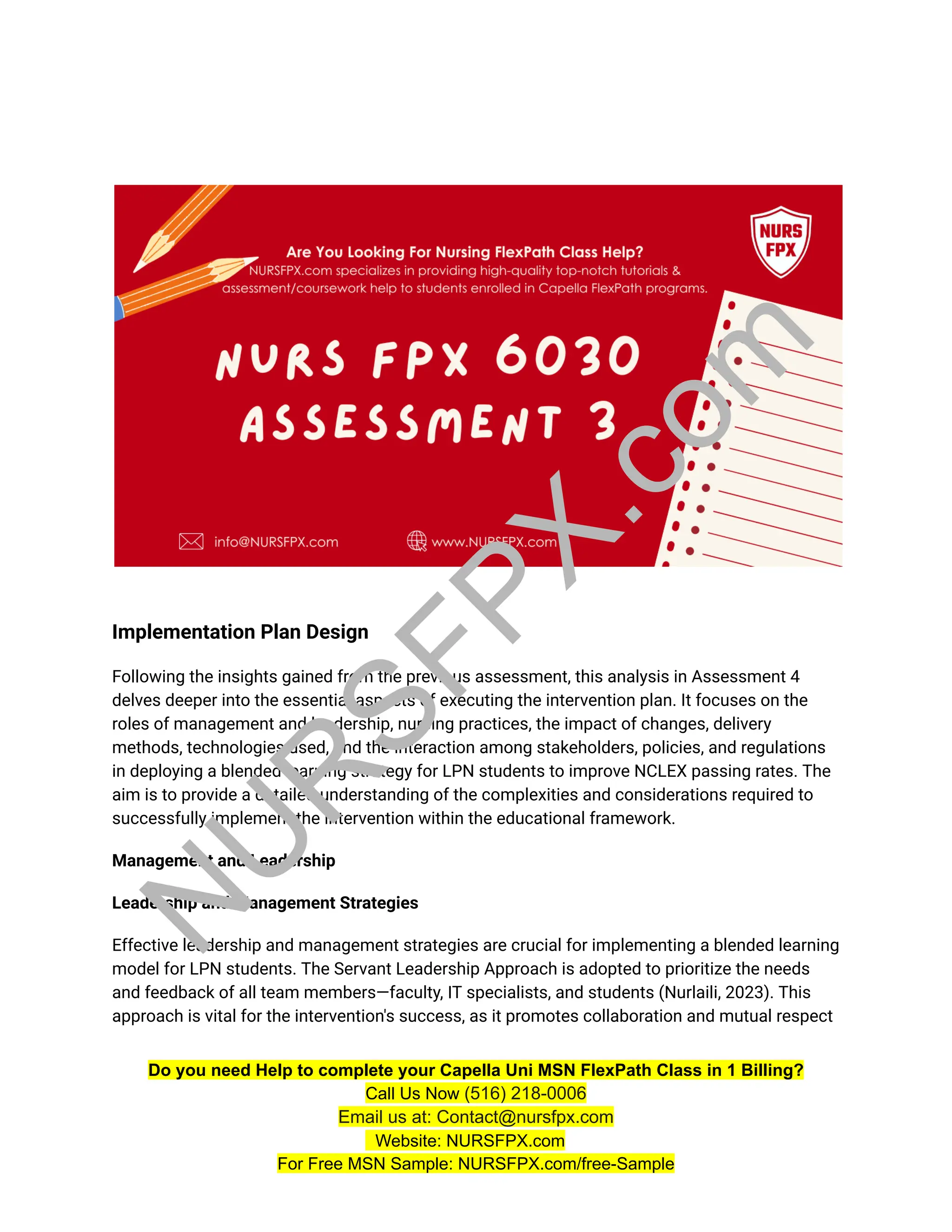 NURS FPX 6030 Assessment 3 Intervention Plan Design.pdf