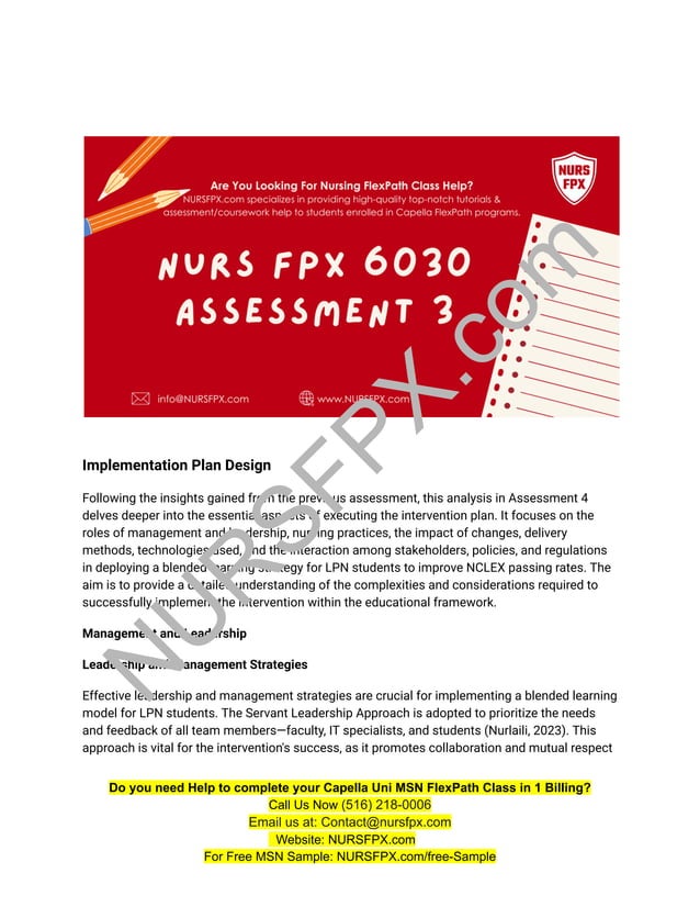 NURS FPX 6030 Assessment 3 Intervention Plan Design.pdf