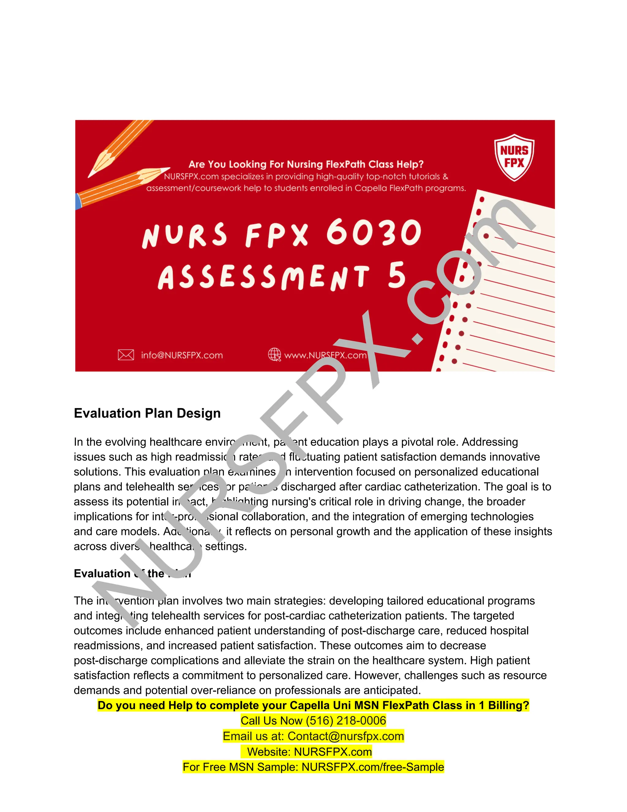 NURS FPX 6030 Assessment 5 Evaluation Plan Design.pdf