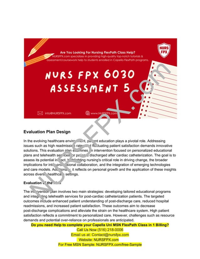 NURS FPX 6030 Assessment 5 Evaluation Plan Design.pdf | Healthcare ...