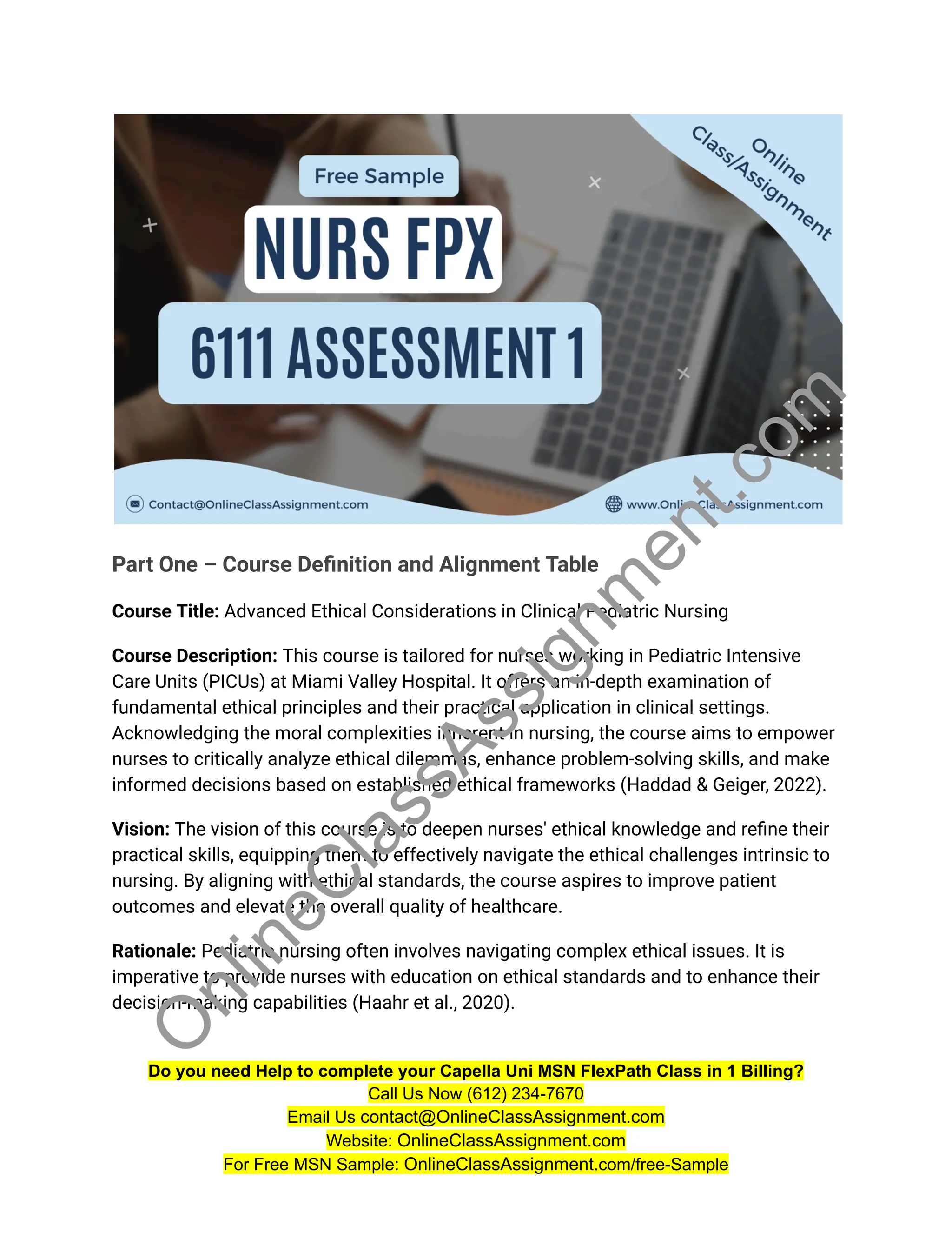 NURS FPX 6111 Assessment 1 Course Definition and Alignment Table.pdf
