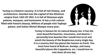 Turkey and its attractions tourism development | PPT