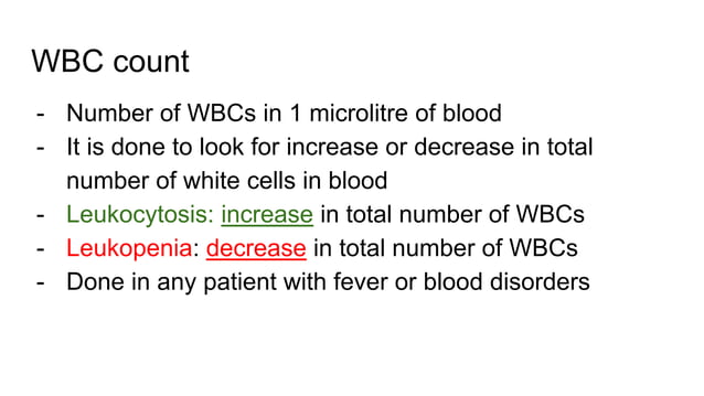 Hemoglobin estimation, RBC, WBC, platelet counts - Pathology - Nursing ...