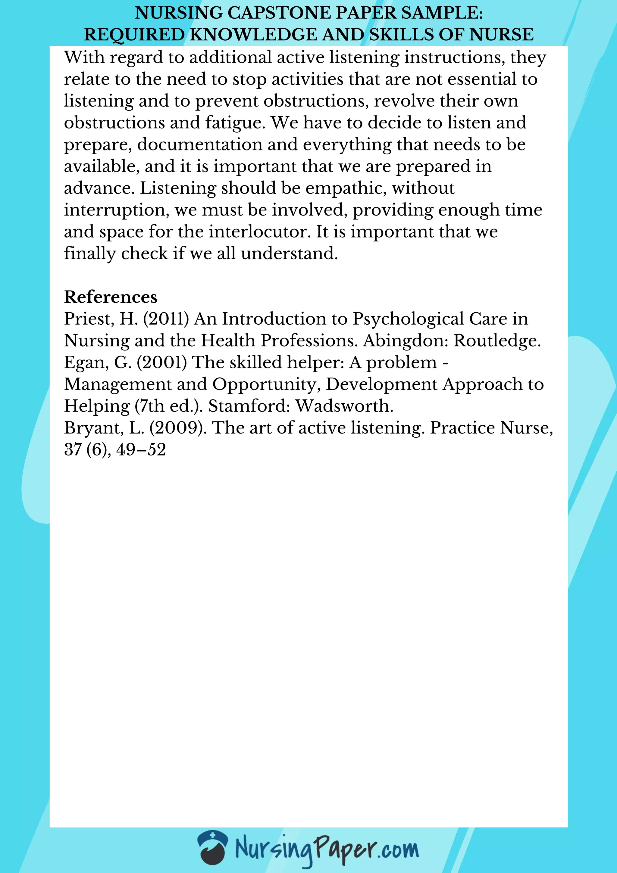 Nursing Capstone Paper Sample | PDF