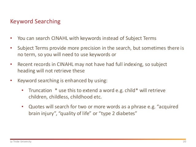 Searching CINAHL for nursing literature